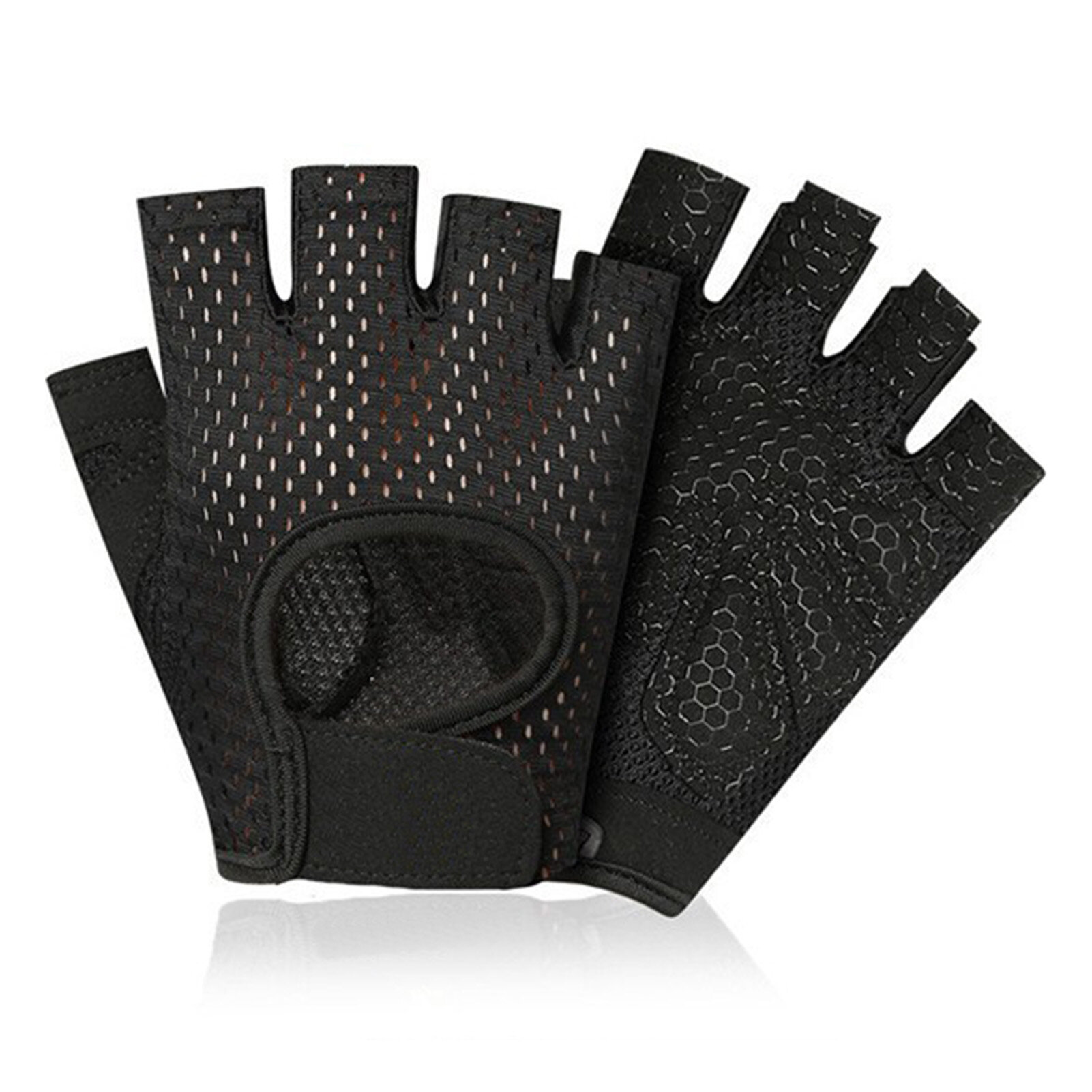 Фитнес-перчатки, тренировочные перчатки для мужчин и женщин, спортивные перчатки для тяжелой атлетики, велотренировок, полупальцевые, черные, размер S.