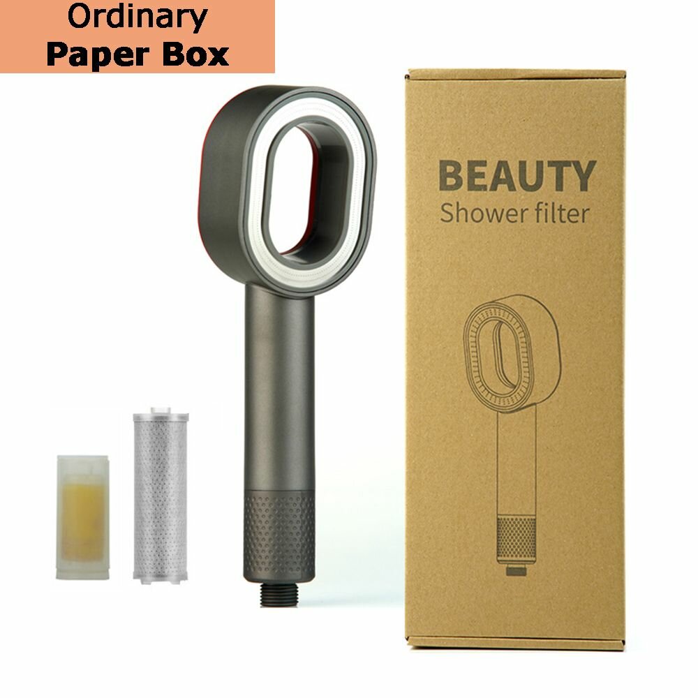 Духовная душа в ванной комнате с фильтром из углеродного волокна для ухода за волосами и кожей