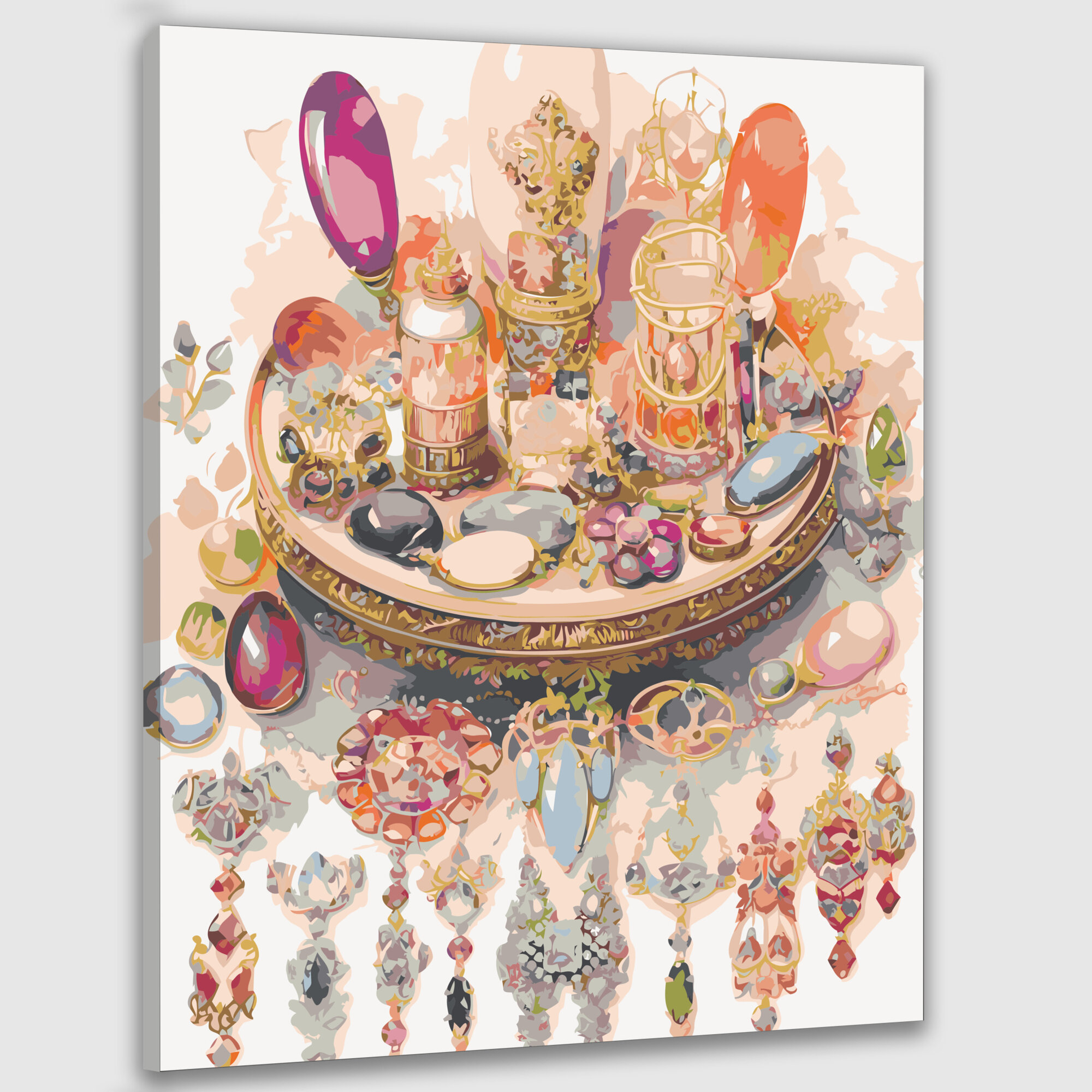 Картина по номерам 40x50 см, ногти, акварельная роспись, детализированная, узоры, цвета, драгоценные камни, радость