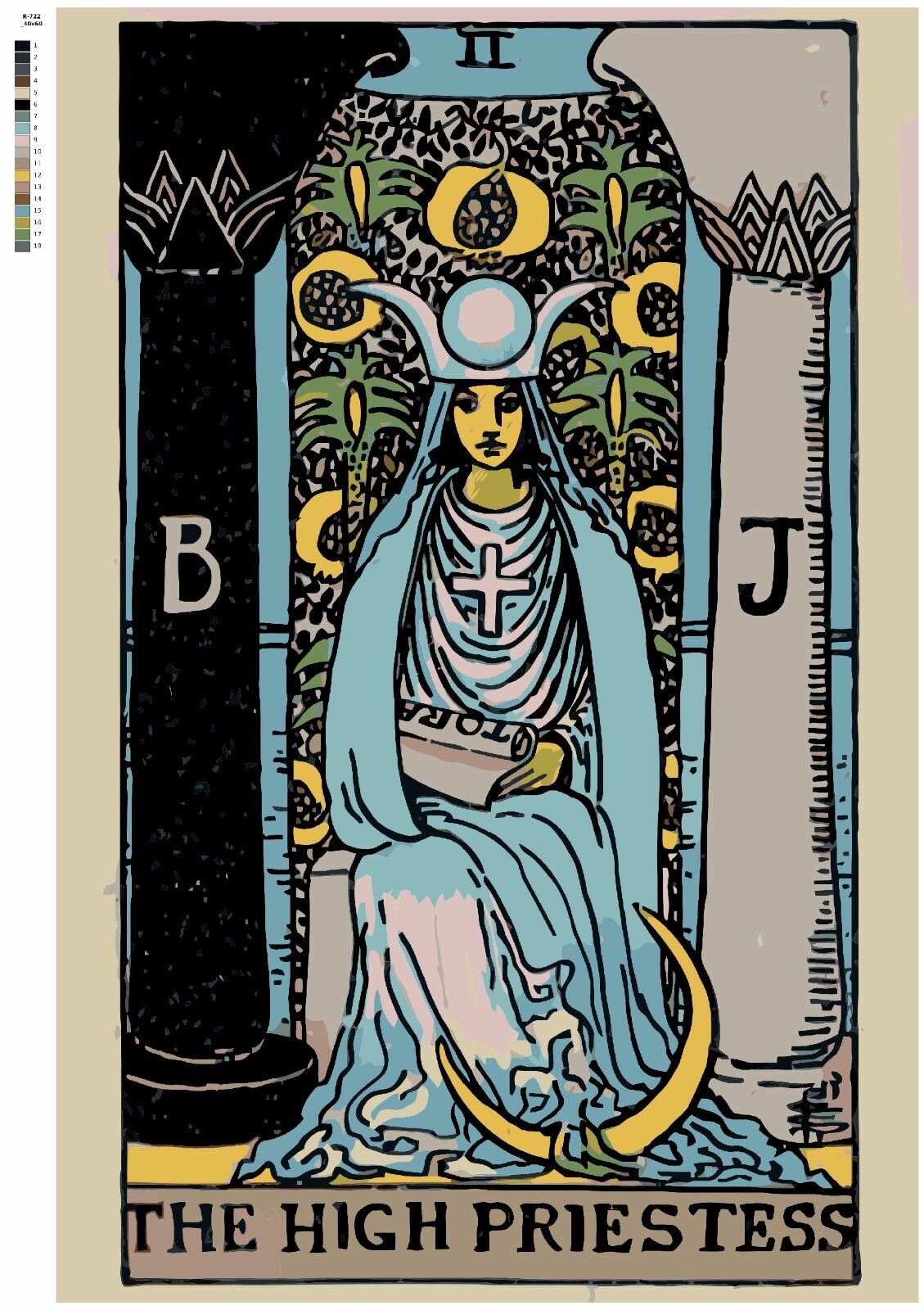 Картина по номерам R-722 "Таро карта - Верховная жрица" 40x60 см