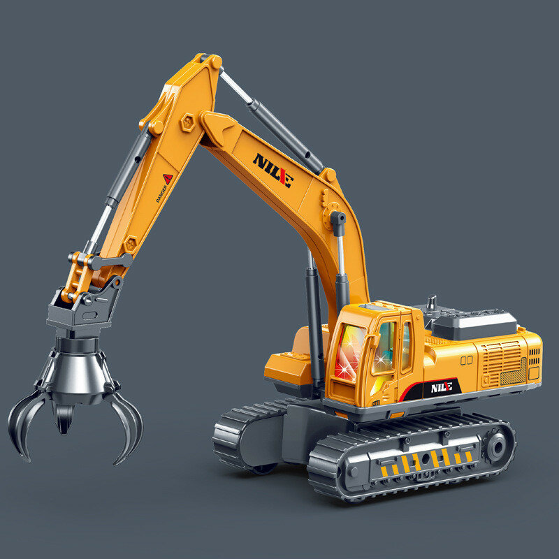 Kids engineering vehicle model with music lights and movable parts for handeye coordination clamp machine