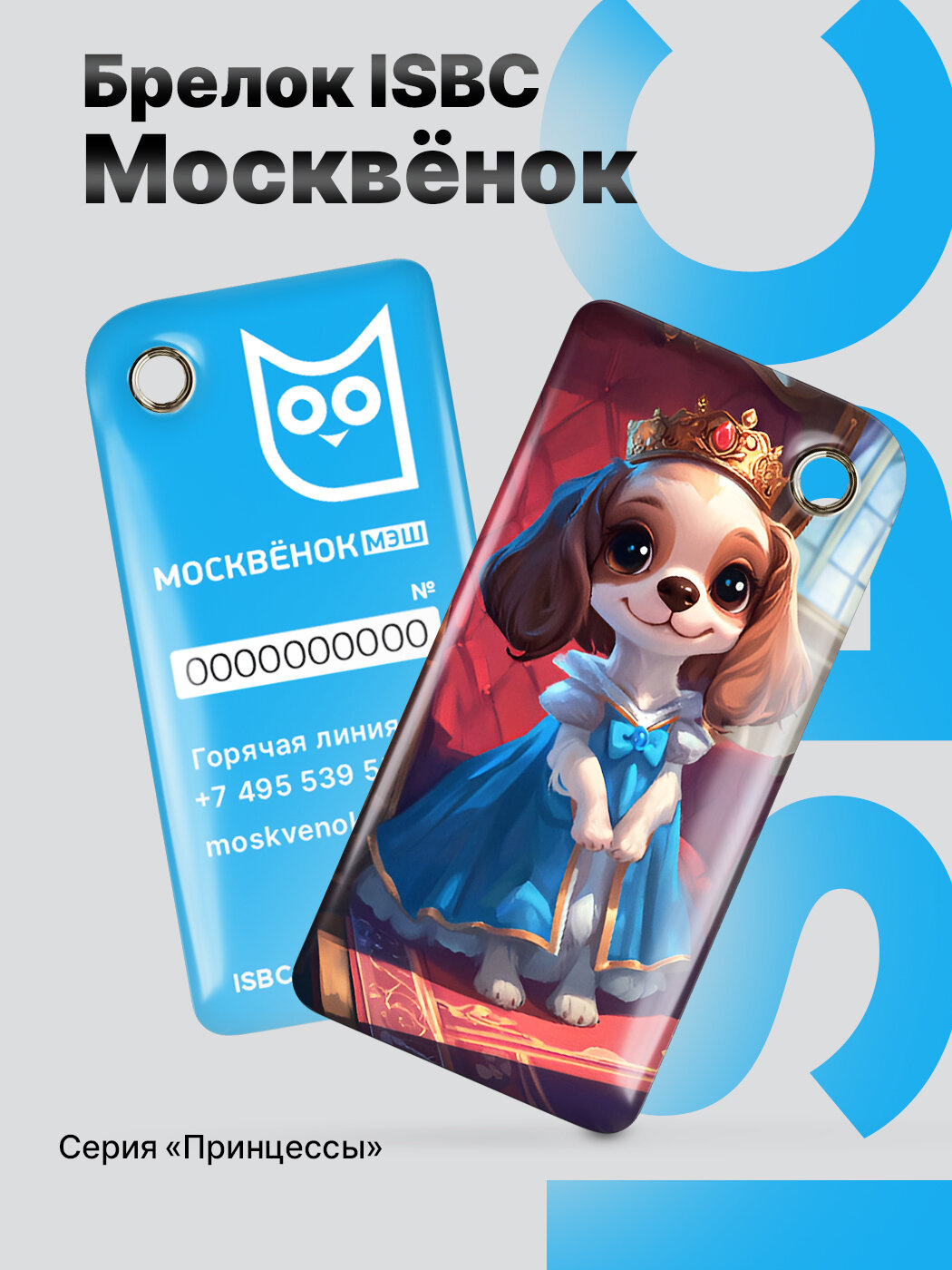 Брелок Москёнок Леди, Электронная карта школьника, серия Принцессы, ISBC