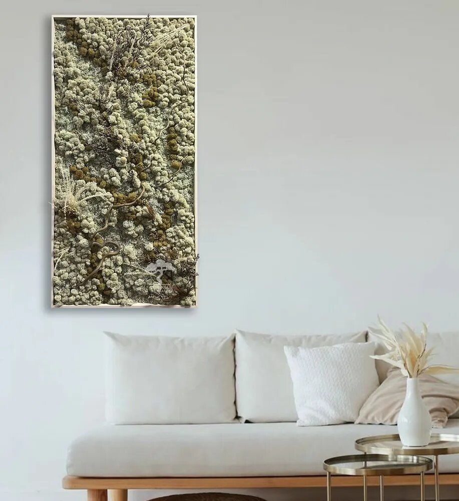 Картина Дом мха MossArt "Беж Прованс", 117x60 см, рама, стабилизированный мох