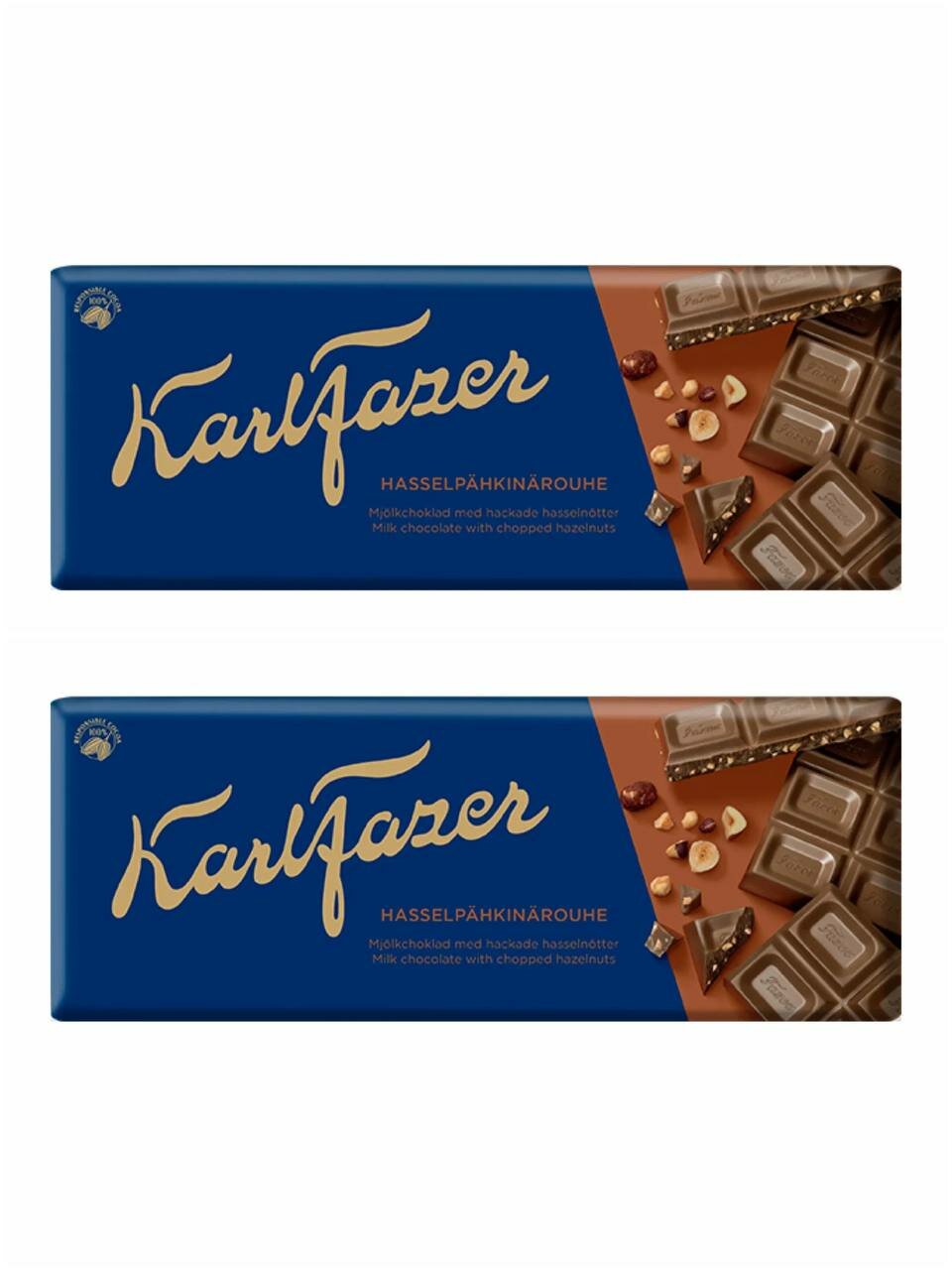 Karl Fazer молочный шоколад c дроблённым фундуком, 2шт по 180г