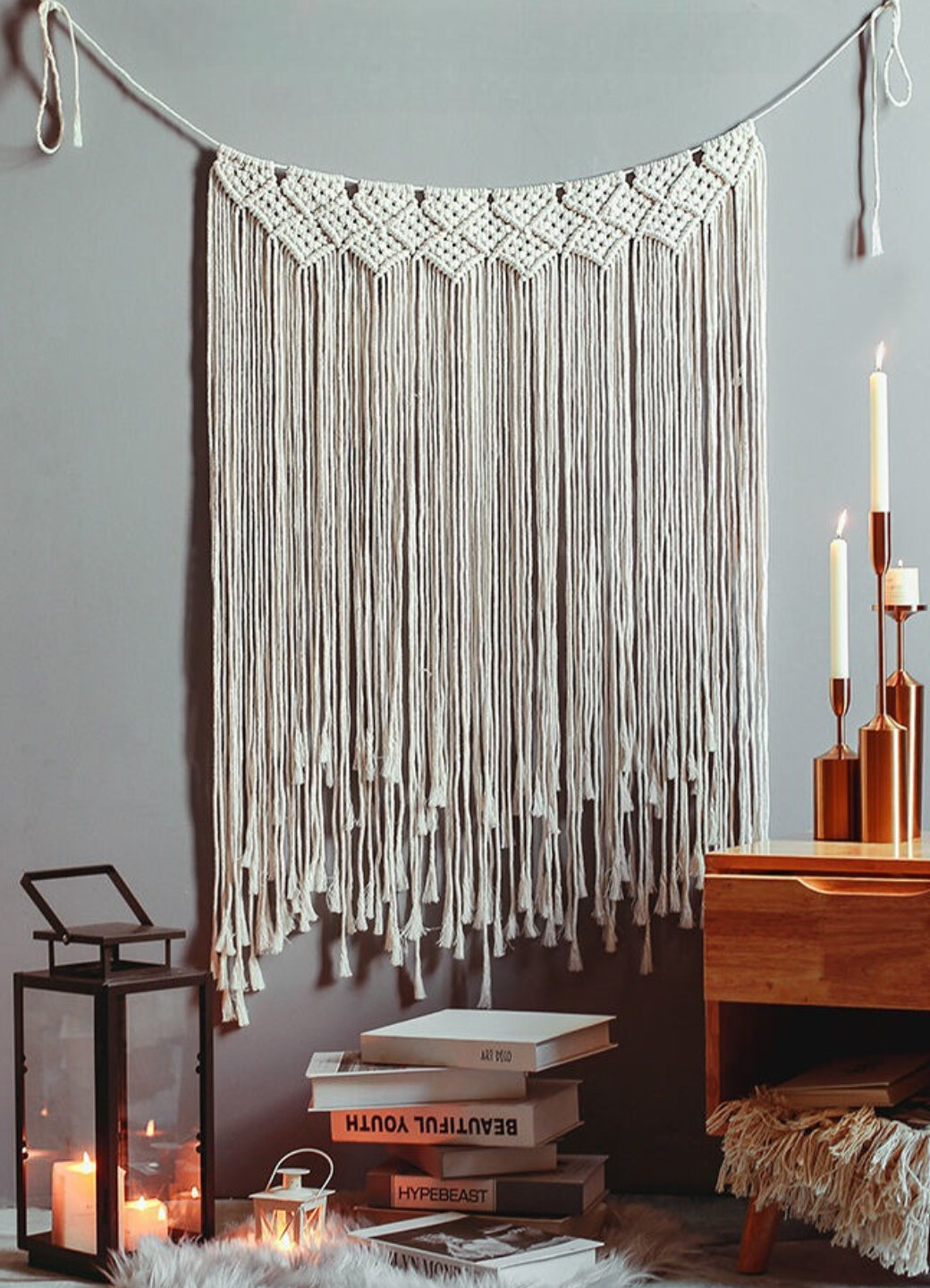 Большой настенный декор, плетение макраме, размер 100х115 см