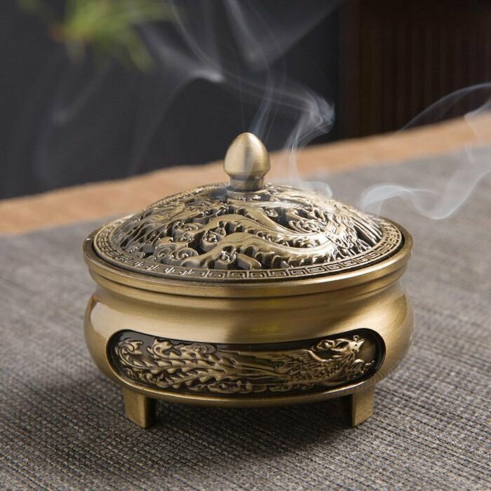 Подставка для благовоний / Курильница / Подставка под благовония, Чаша с фениксом на 3-х ножках