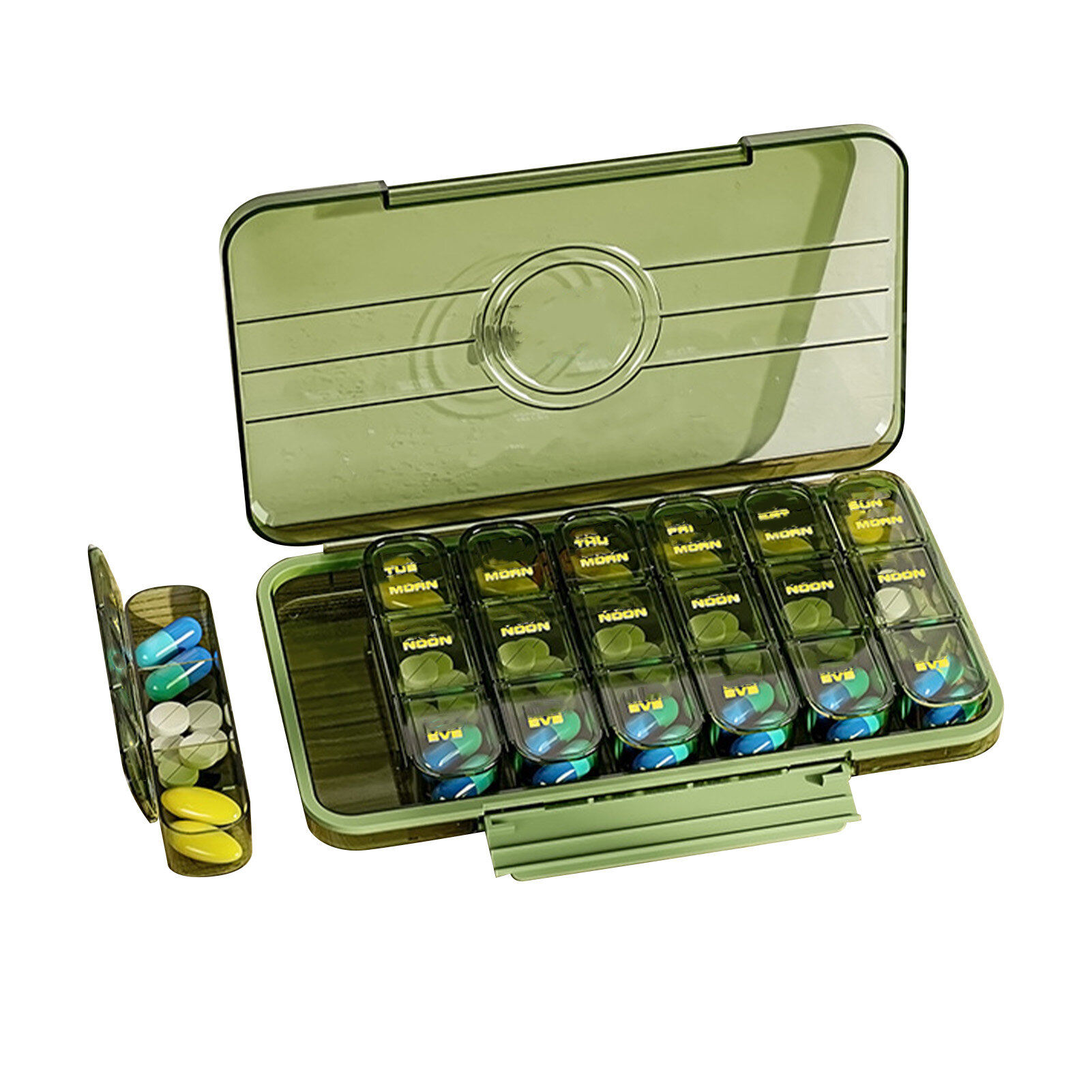 7-дневный контейнер для таблеток 3 раза в день, герметичный, с несколькими отделениями, портативный органайзер для лекарств для ежедневных путешествий