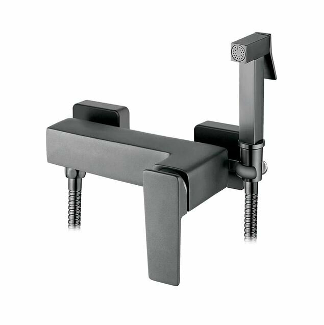 Смеситель настенный Ledeme с гигиеническим душем графит L5278U