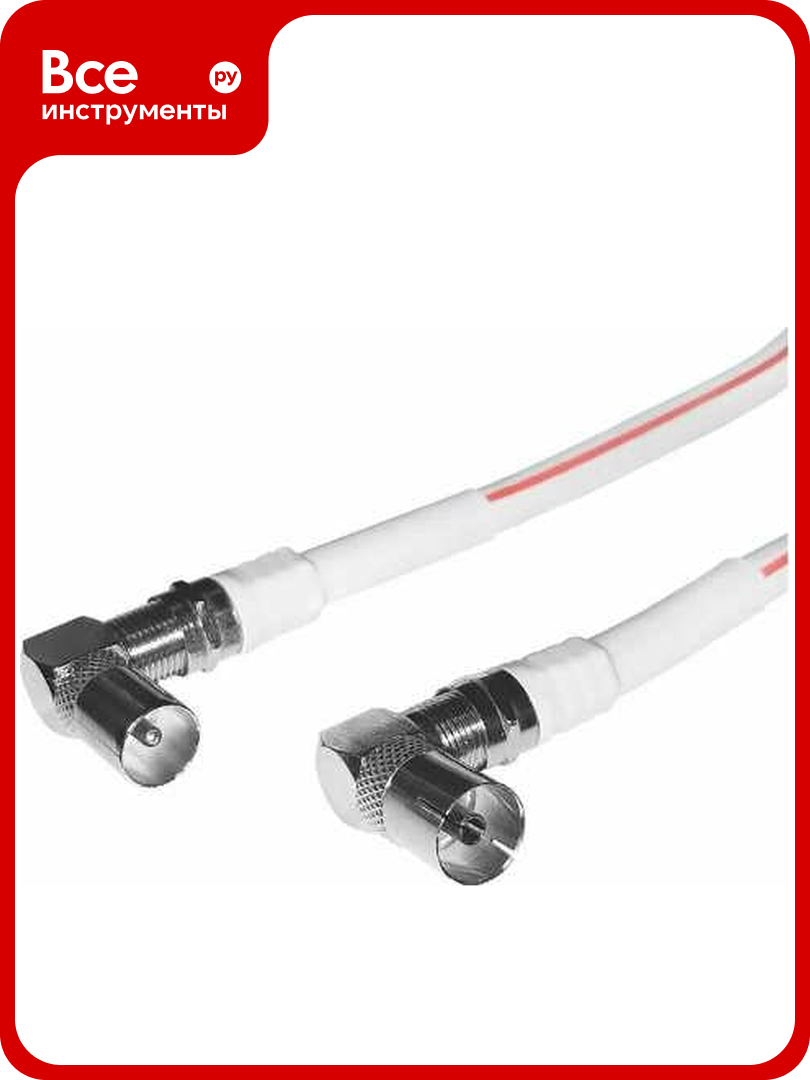 Коаксиальный телевизионный кабель DORI SAT-50 1 м F-разъем-F-разъем + TV-переходник