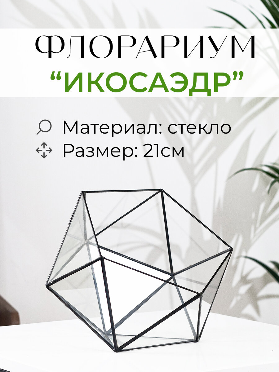 Флорариум "Икосаэдр", средний размер - 21 см