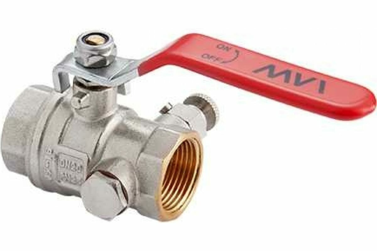 Шаровой кран MVI с дренажем и воздухоотводчиком, 1" внутренняя-внутренняя, ручка BV.630.06