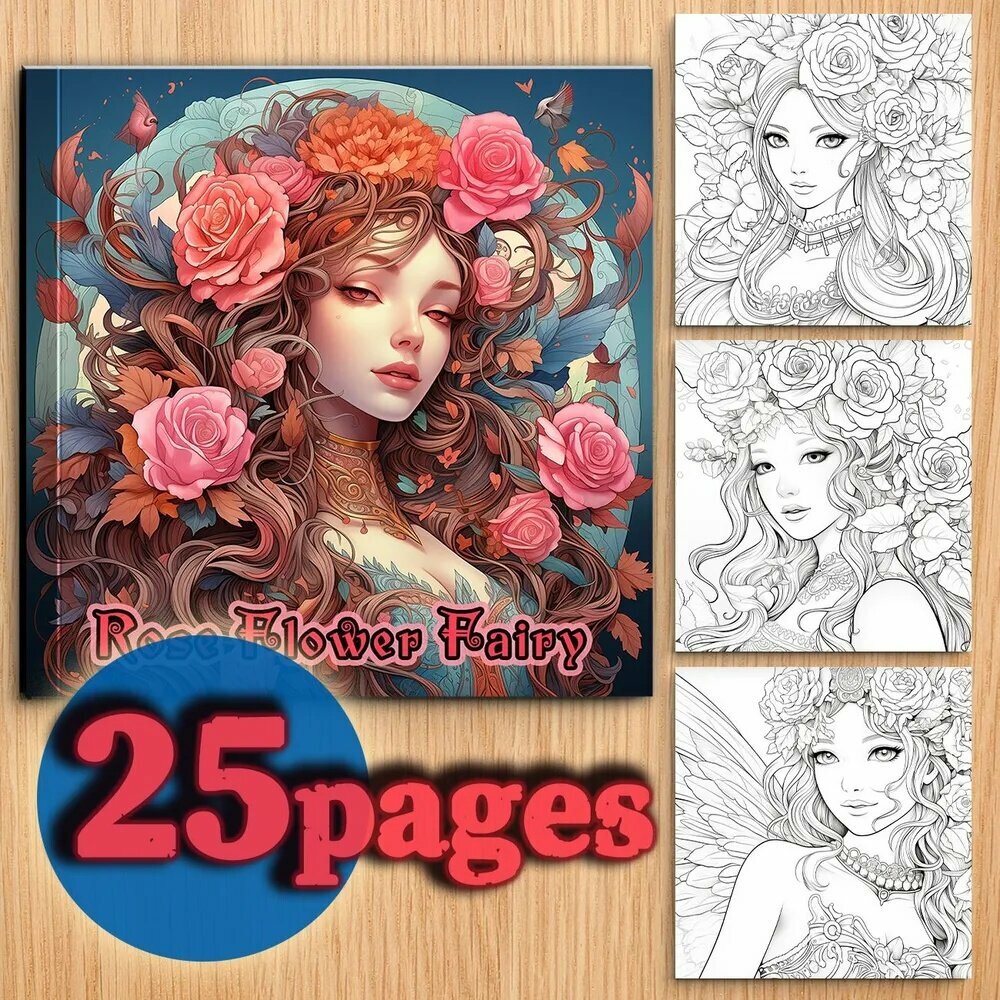 Книжка-раскраска цветочная фея, Альбом для рисования эльфы, высокое качество Книга каракулей 30 см*21 см, подходит для раскрашивания как взрослыми, так и детьми