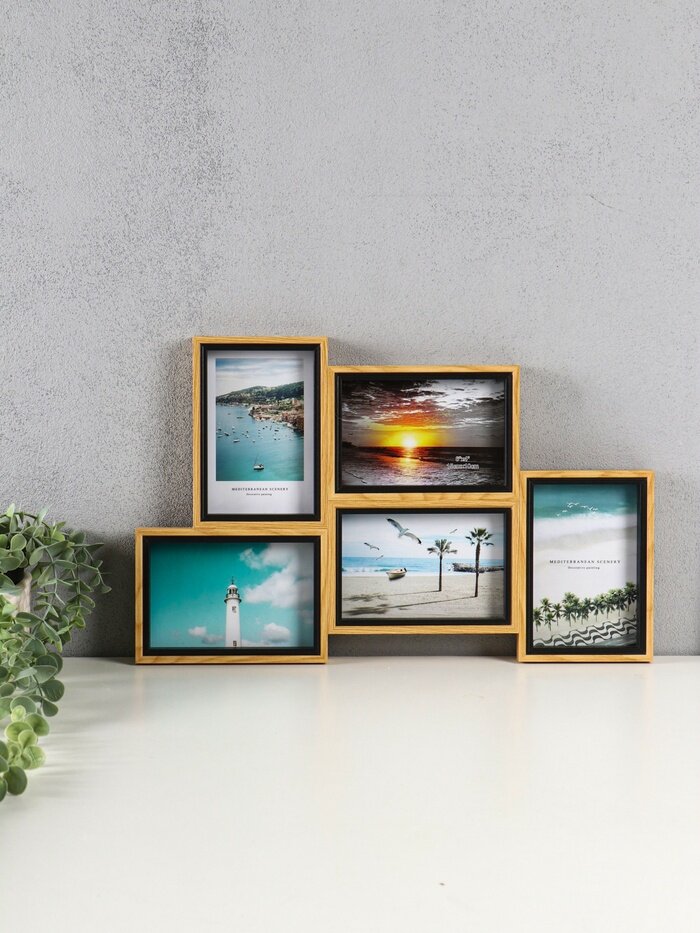 Фоторамка-коллаж на 5 фото 10×15 «Сливки», МДФ, стекло, 28.5×45.5×2.2 см