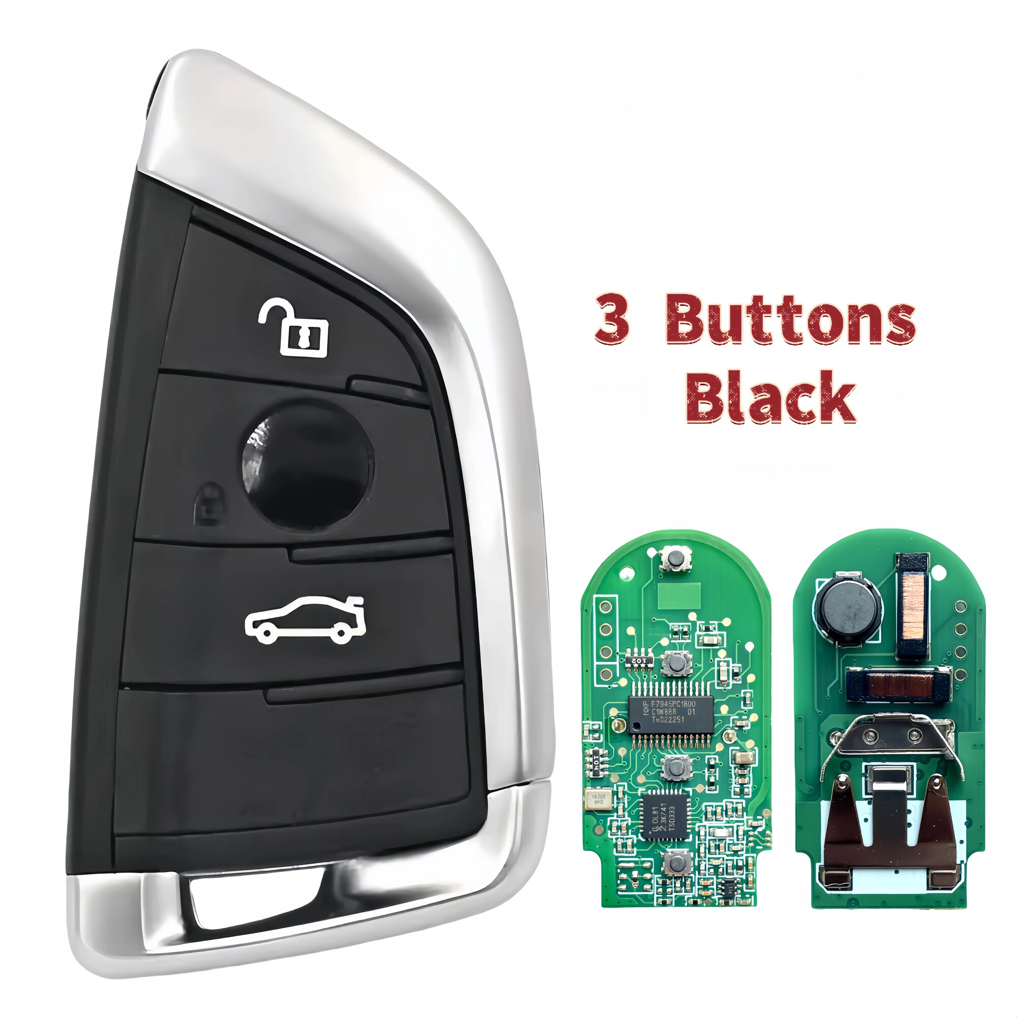 XJMYNB 315/434/868 МГц PCF7953/7945P ID49 Чип-ключ для дистанционного управления автомобилем BMW 1, 3, 5, 7 серий, X1, X3, X5, X6, X7, GT CAS4, CAS4+, FEM 3 Buttons Black, PCF7953 433 434MHz