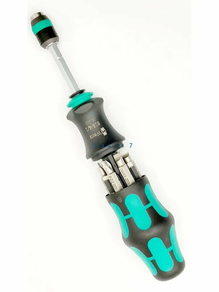 Ручка-битодержатель WERA Kraftform Kompakt 20 A со встроенным магазином для бит, 7 предметов WE-051019