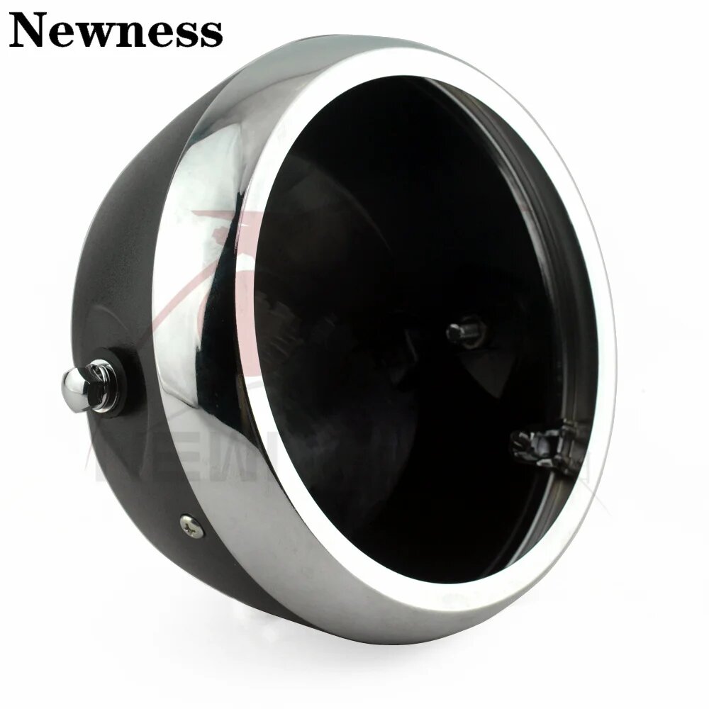 7-дюймовая светодиодная фара для мотоцикла, боковое крепление, круглая фара, корпус бокового крепления, крышка фары, корпус маяка Black Chrome ring