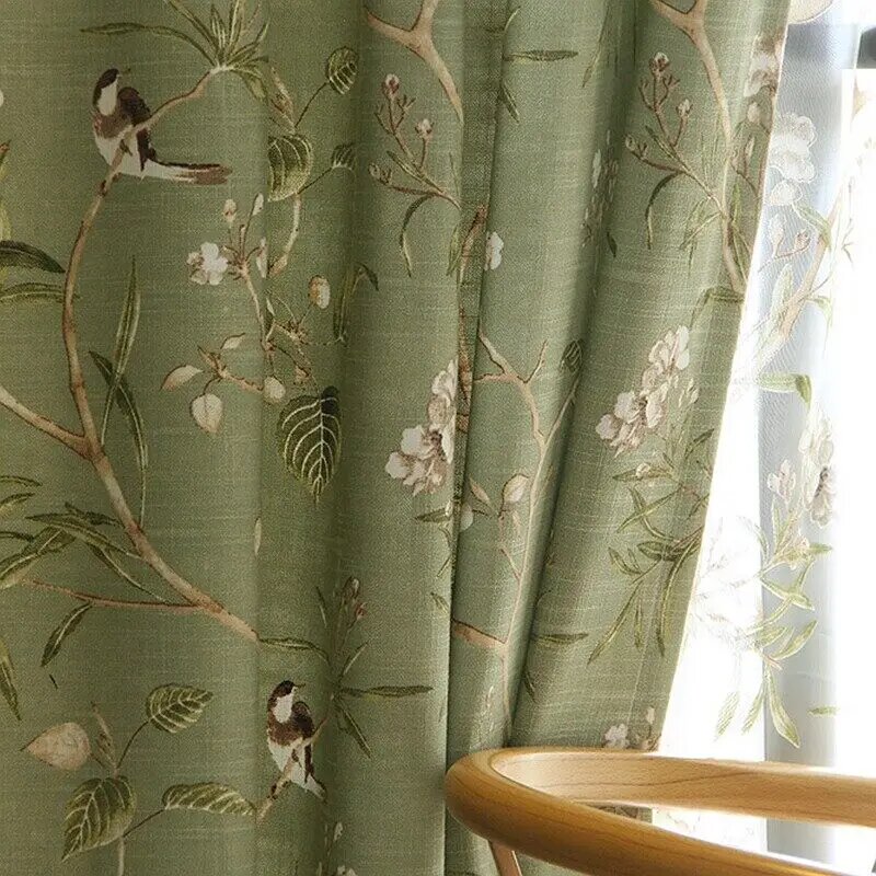 Зеленые хлопковые шторы Black Ant X-WP145#30 Pull Pleated Tape, W200CM X H260CM(1PC), Green Curtain Cloth