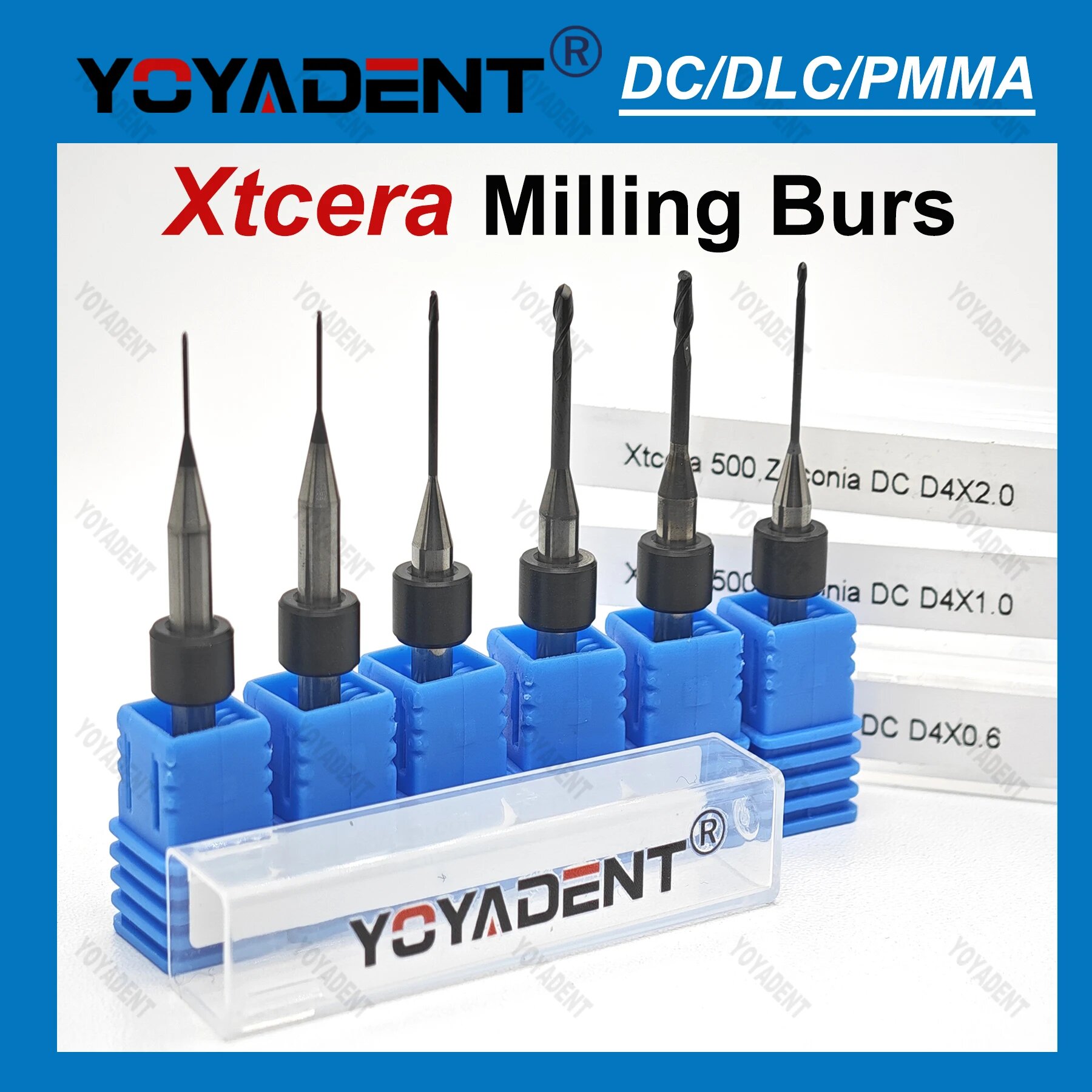 Стоматологические фрезерные боры Xtcera 220/500 для шлифования циркония DLC D4x2.0mm L50