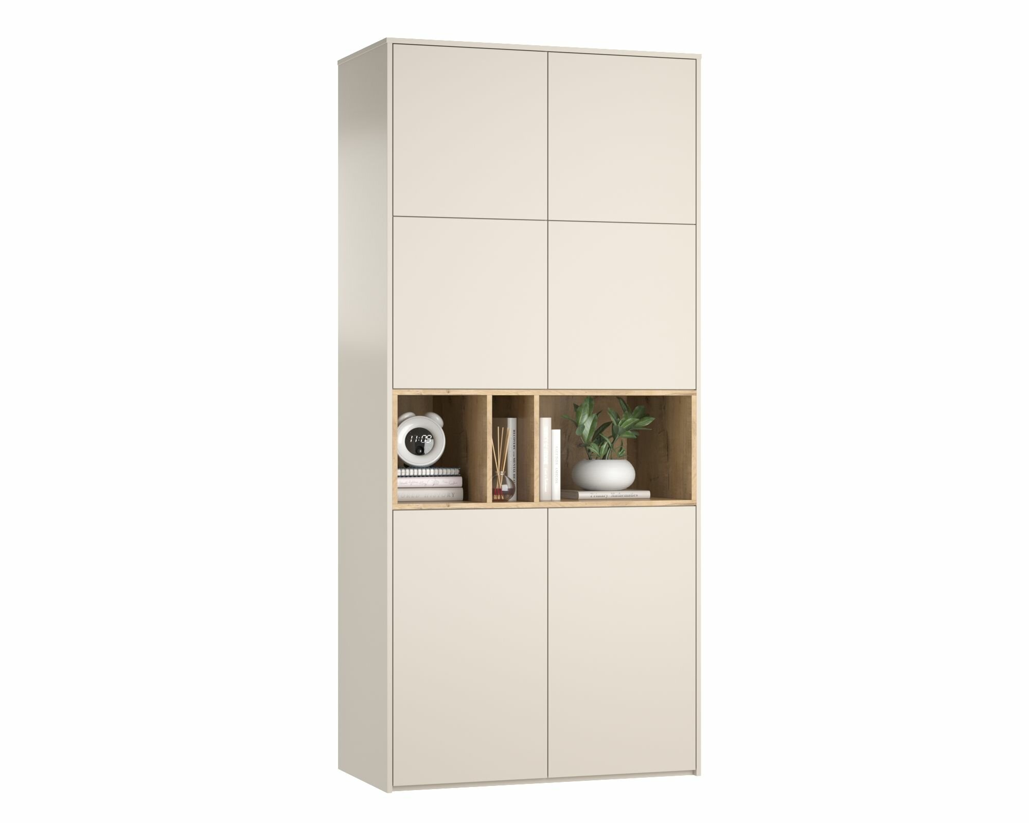 Шкаф распашной для одежды "Рокки 8" 100х220х52 Сатин / Дуб Крафт золотой