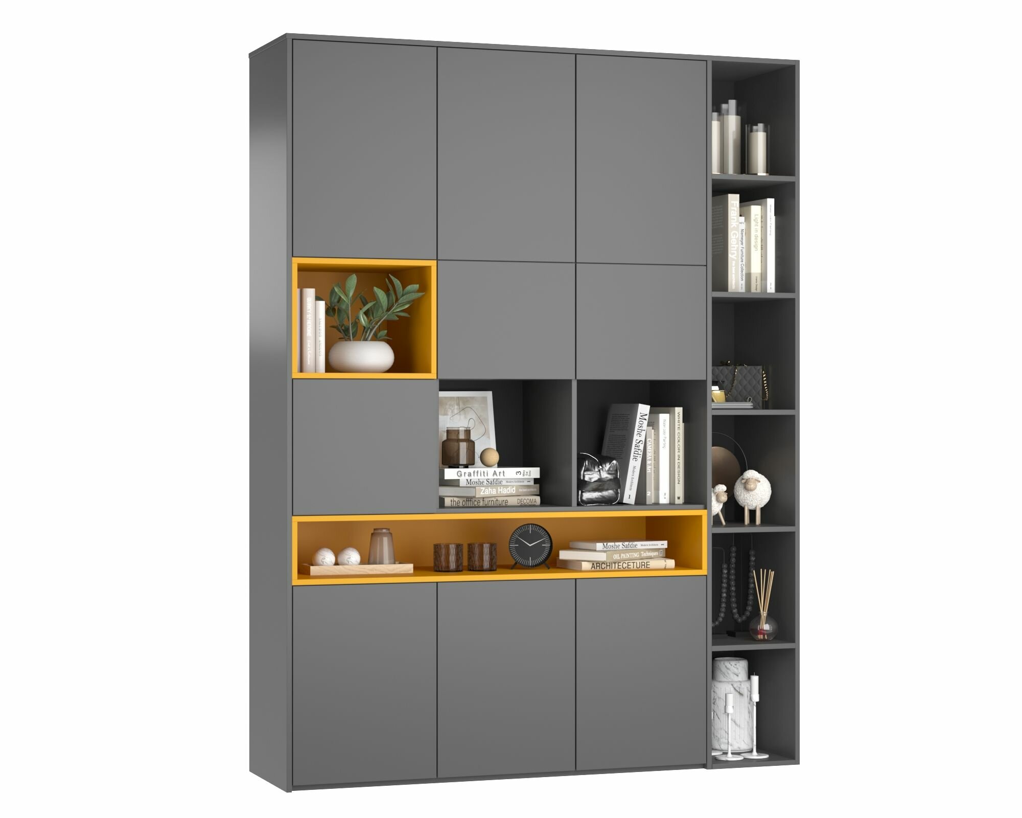 Шкаф распашной для одежды "Рокки 18" 165х220х45 Серый графит / Солнечный свет