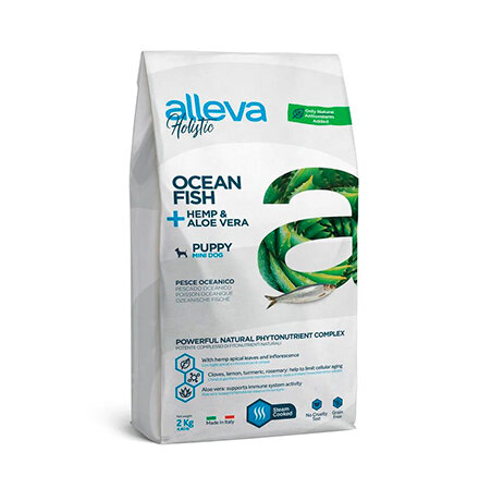 Сухой корм Аллева для Щенков Мелких пород Океаническая рыба Алоэ вера Конопля 2 кг