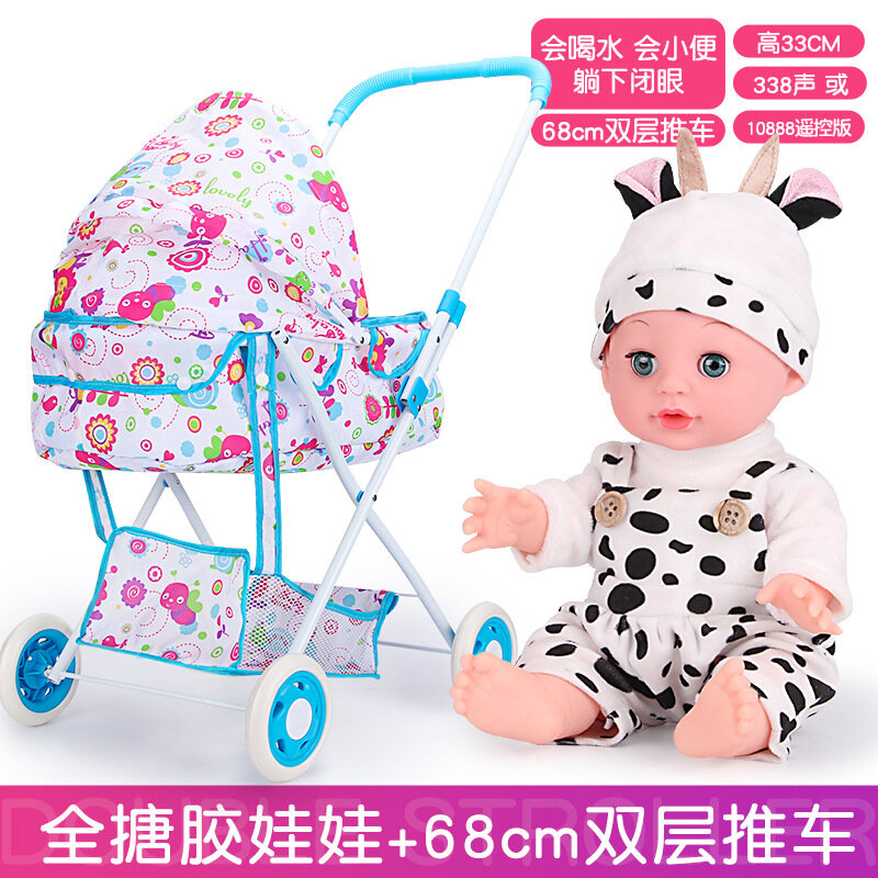 Большая игрушечная коляска, детская утолщенная коляска с кукольным игровым домиком, игрушечная девочка, детский сад