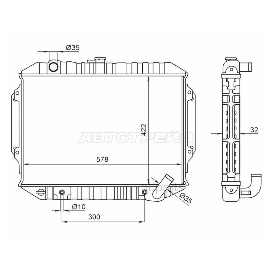 SAT ST-10-0034 Радиатор Mitsubishi Pajero 91-00