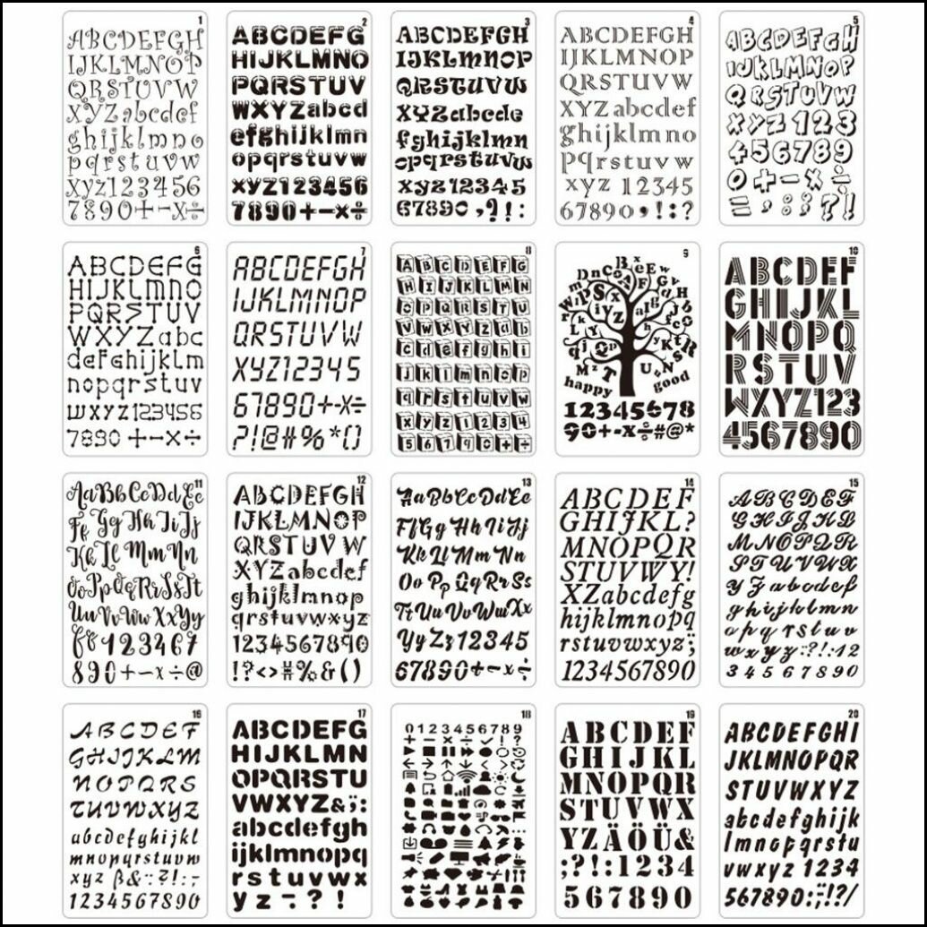 20 Наборов шаблонов английской буквенно-цифровой живописи B5, креативная доска для копирования писем