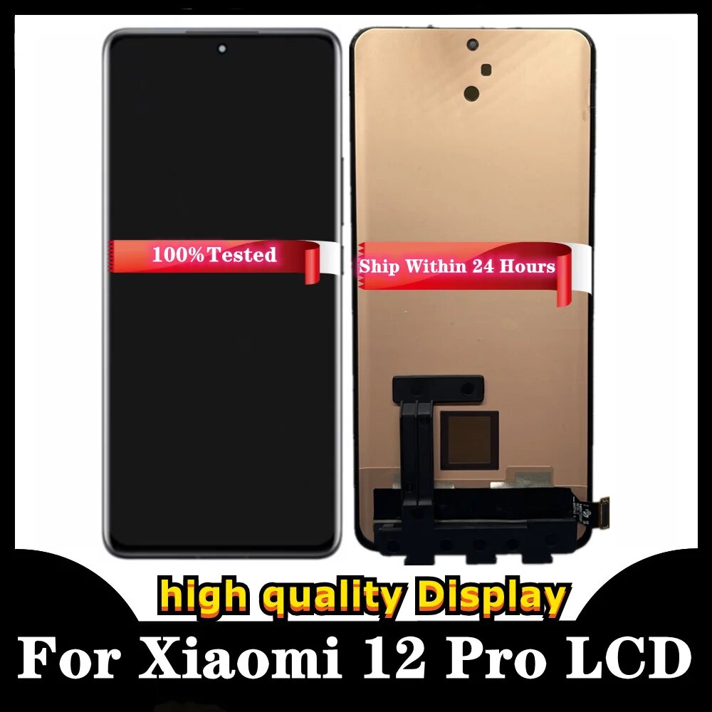 AMOLED для Xiaomi 12 Pro, ЖК-экран, сенсорная панель, дигитайзер в сборе, замена для Xiaomi Mi 12 Pro, дисплей с рамкой AMOLED No Frame