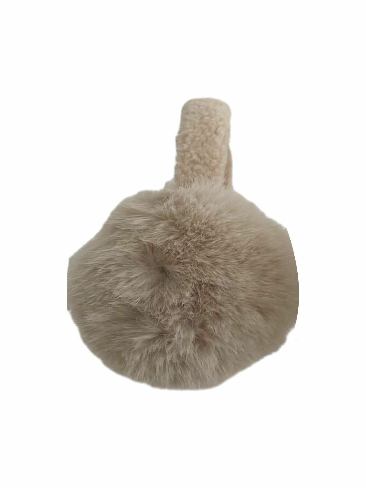 Наушники меховые, Зимние складные плюшевые наушники_бежевый