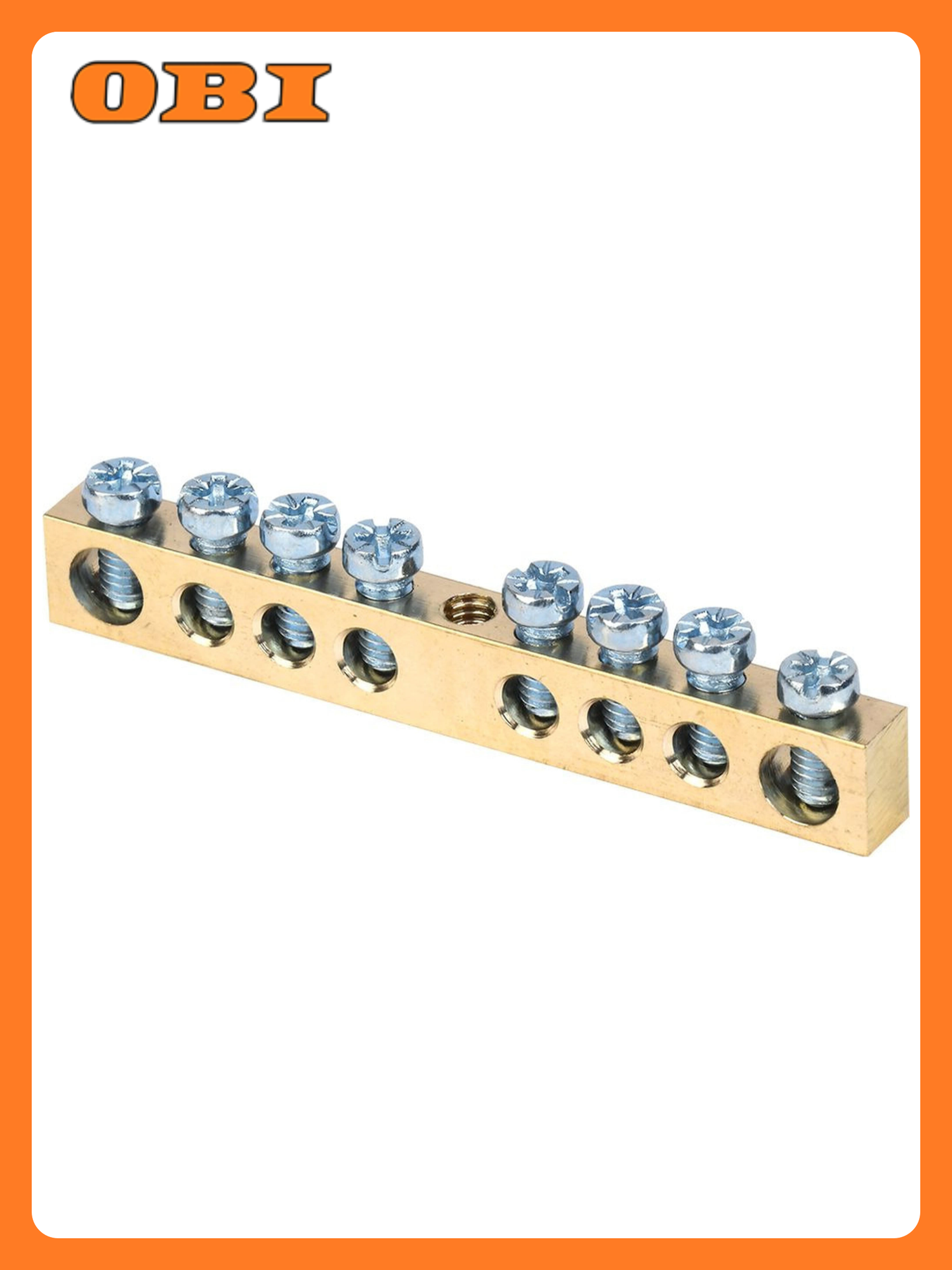 Нулевая шина REXANT PE-N 6X9 8/1, латунь, центральное крепление, золотистая