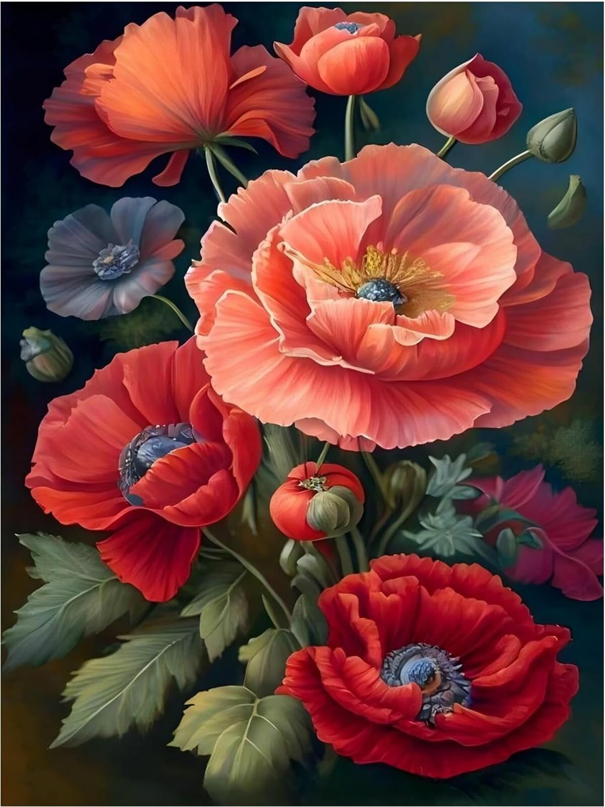 Цифровые холсты, холст 30x40cm, разработанный для начинающих взрослых, детей, полный комплект аксессуаров содержит краску, кисть, крючок