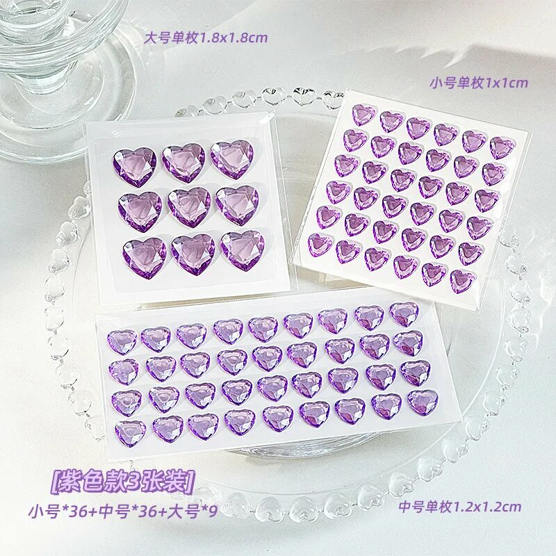 3D сердечки наклейки для телефона Фиолетовый, pu 1.8cm