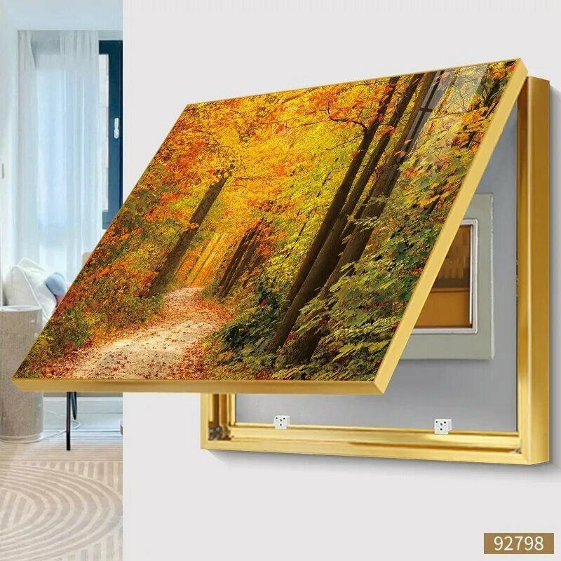 Декоративная крышка для электросчетчика 40x30 см Скрытый декор Ван Гога, золотая окантовка Внутренняя электротехническая панель