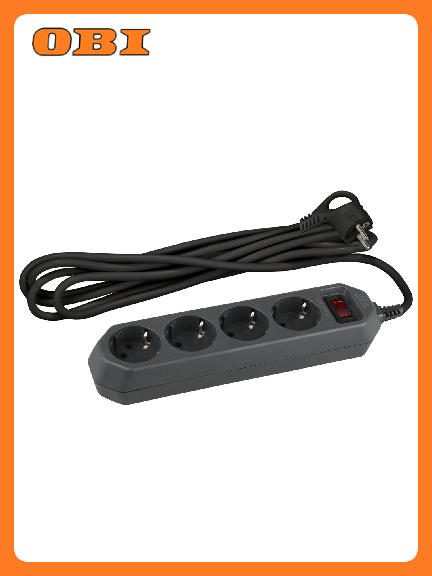 Сетевой фильтр ЭРА USF-M-4es-1,5m-B с защитой (термо) с заземлением с выключател