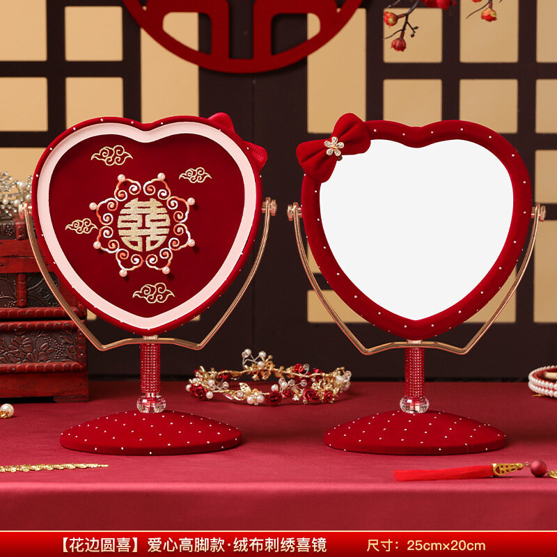 Зеркало для макияжа с кисточками, пара, красное, для невесты, свадебные принадлежности, коллекция для предсвадебного торжества