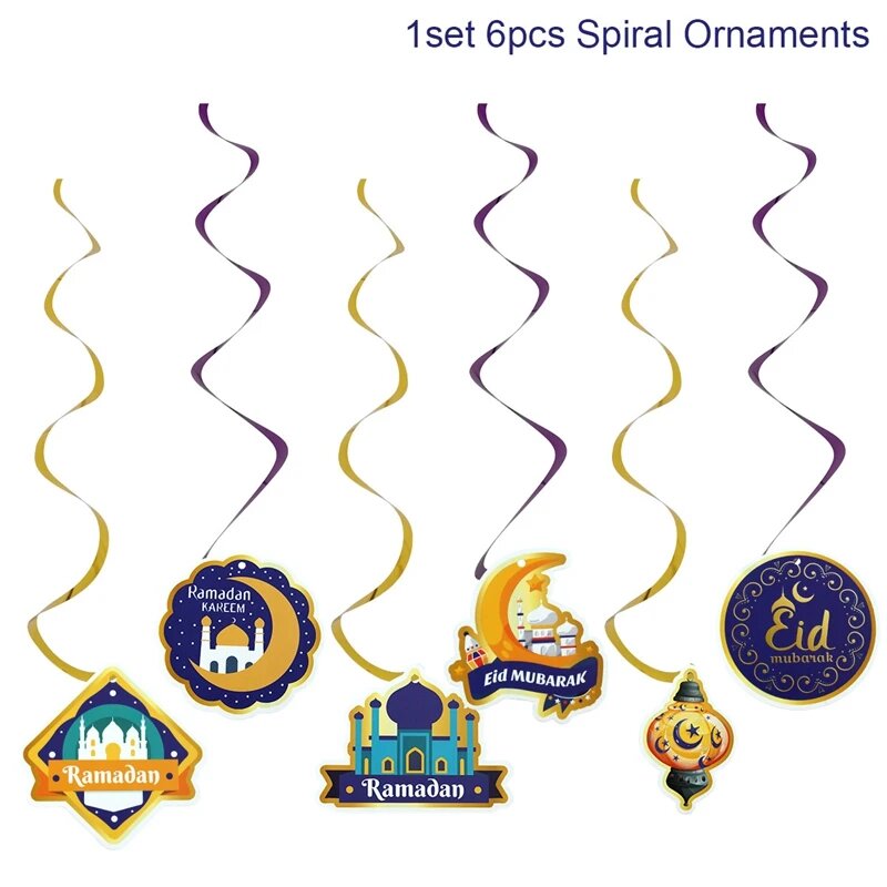 Ид Мубарак Баннер Декор Золотая Спираль Исламский Мусульманский Хадж Мубарак Фестиваль Вечерние DIY Рамадан Декор Украшение Дома