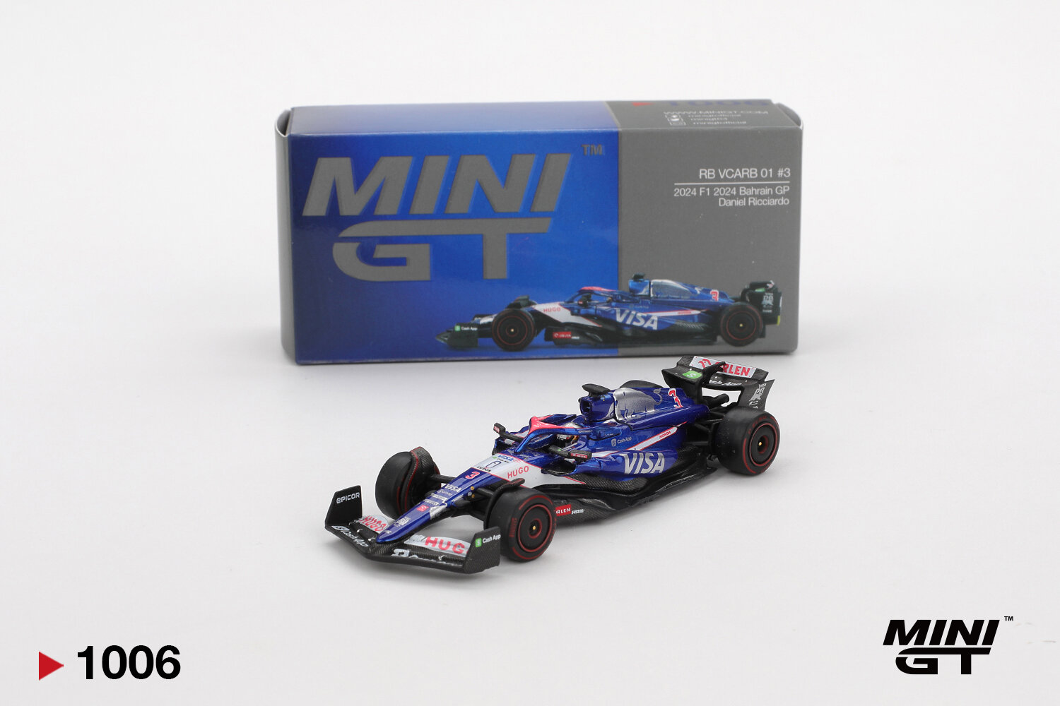 Коллекционная машинка MINI GT 1:64 Red Bull VCARB 01 #3 Daniel Ricciardo 2024 F1 2024 Bahrain GP