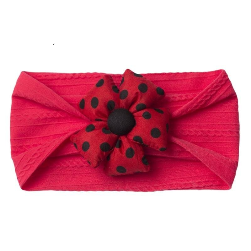 Детский тюрбан-ободок с цветком, красный