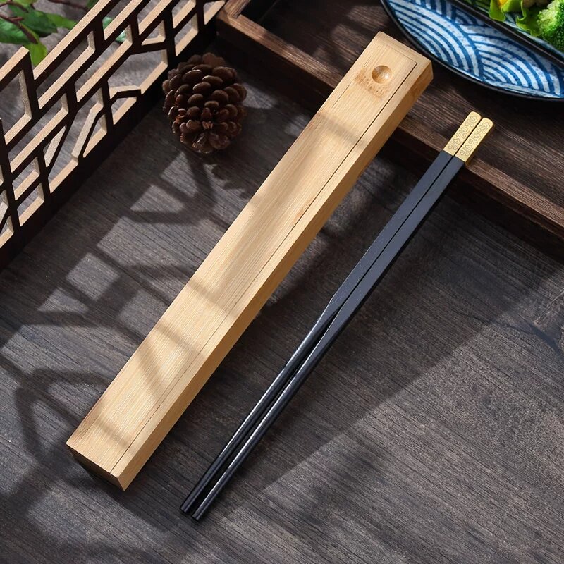 Фиолетовые палочки для еды из сандалового дерева, черного дерева, одна упаковка, индивидуальная упаковка, пара с