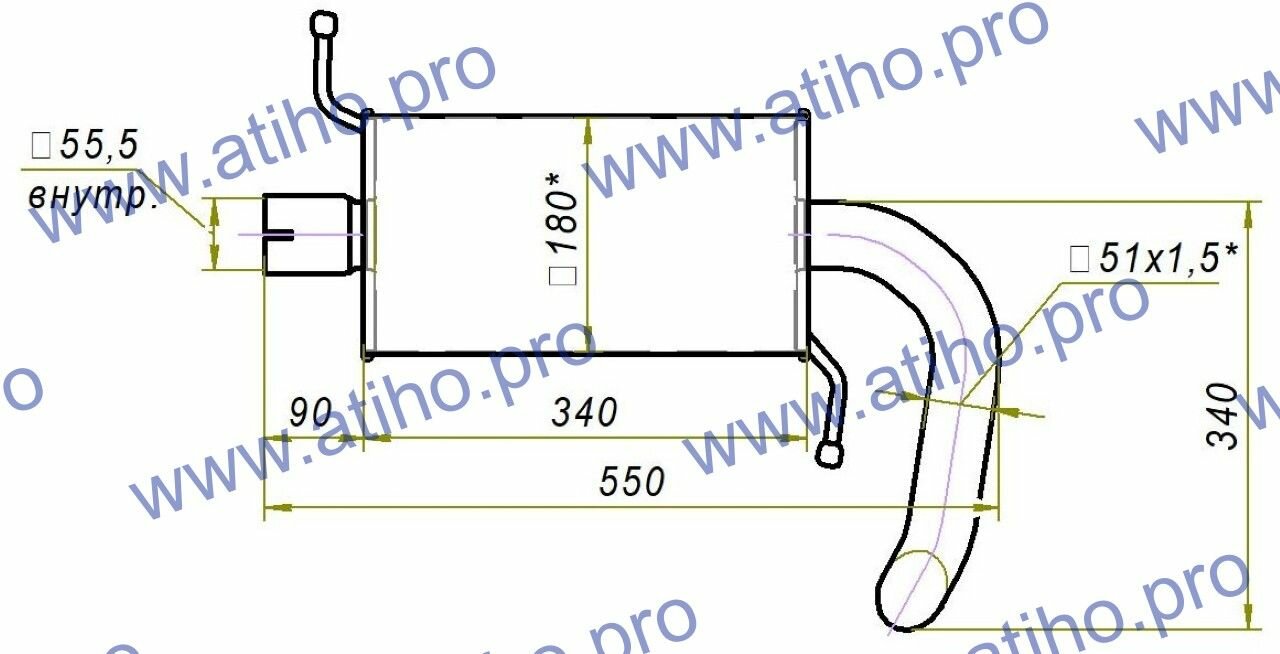 Глушитель VW Sharan, Ford Galaxy 2.0i-8V, 2.8i-V6 95-10 Seat Alhambra 2.0i, 2.8 VR6 (Syncro 4x4) 95-00 M: ADY; AMY, AAA