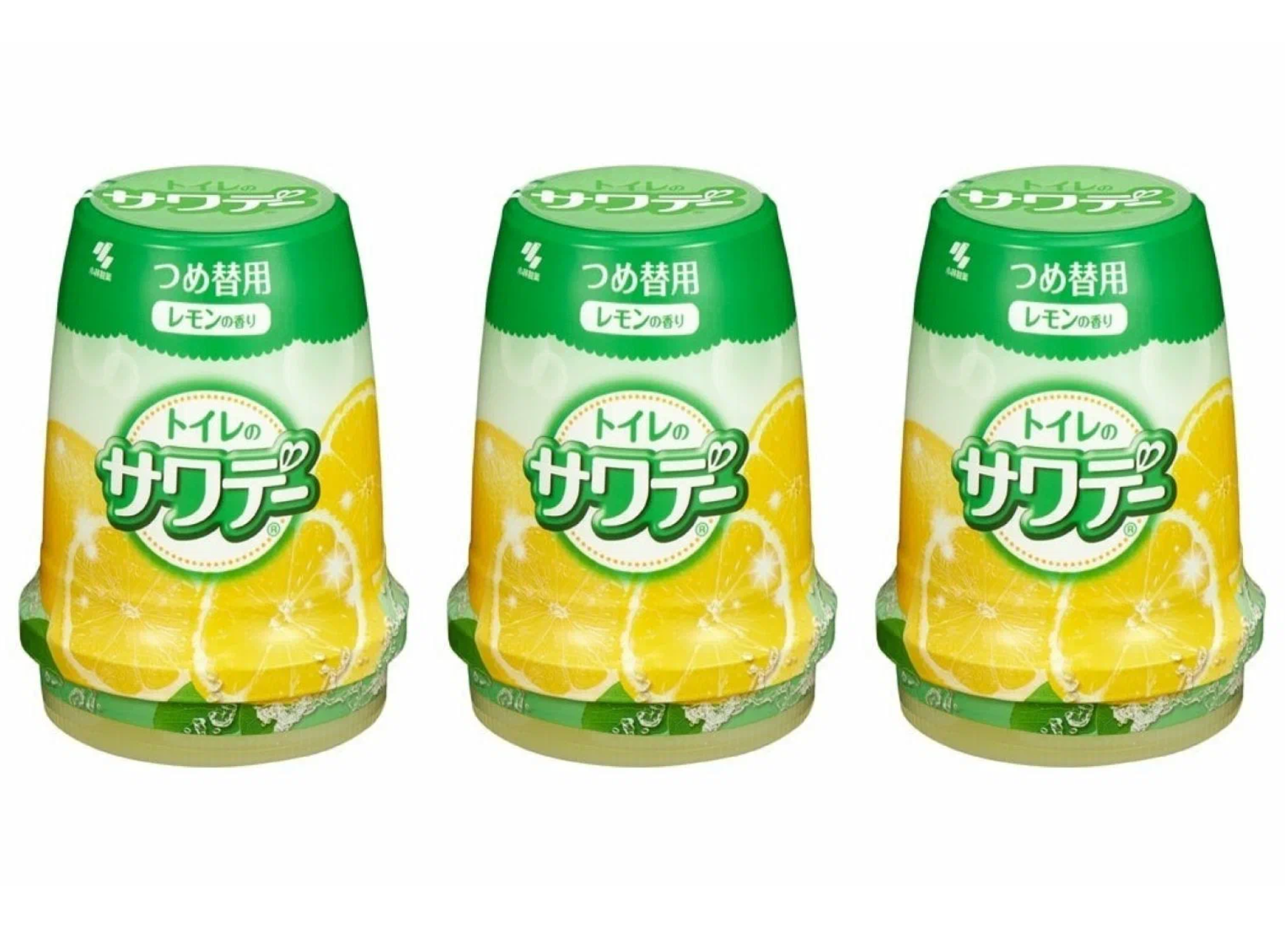 Освежитель воздуха для туалета Kobayashi, Sawaday Lemon, сменный гелевый блок, 140 г, 3 штуки