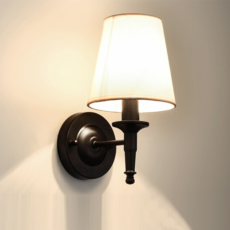 Настенный светильник для спальни led antique color wall lamp с белым трехцветным затемнением абажура