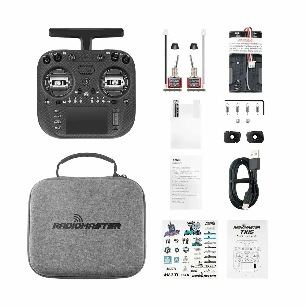 Radiomaster TX15 max ELRS с цветным экраном и корпусом black/silver