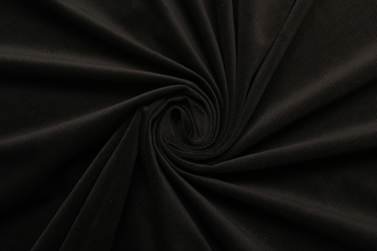 Ткань Велюр чёрный с диагональным рубчиком, 570 г/пм, ш154см, 0,5 м