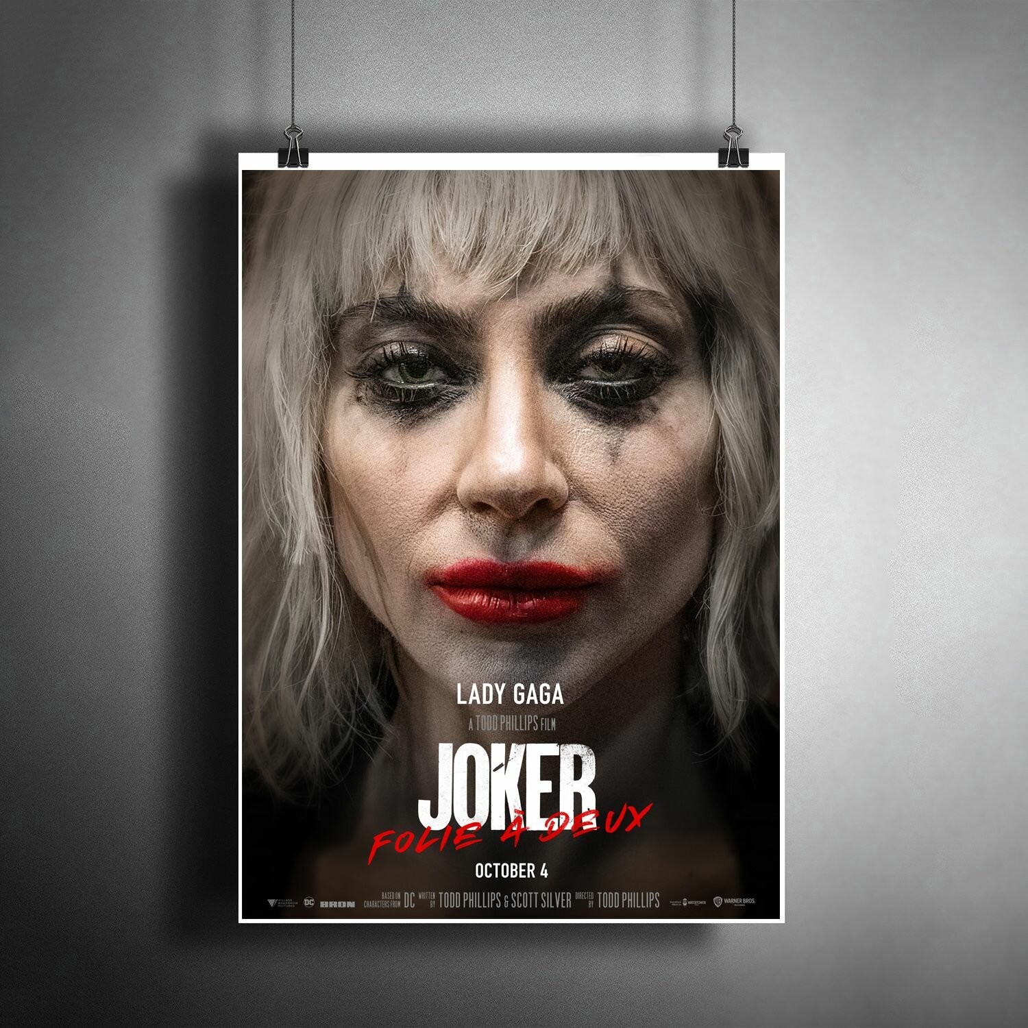 Постер плакат для интерьера "Джокер: Безумие на двоих. Хоакин Феникс. Леди Гага." / Декор дома, офиса, комнаты, квартиры, детской A3 (297 x 420 мм)