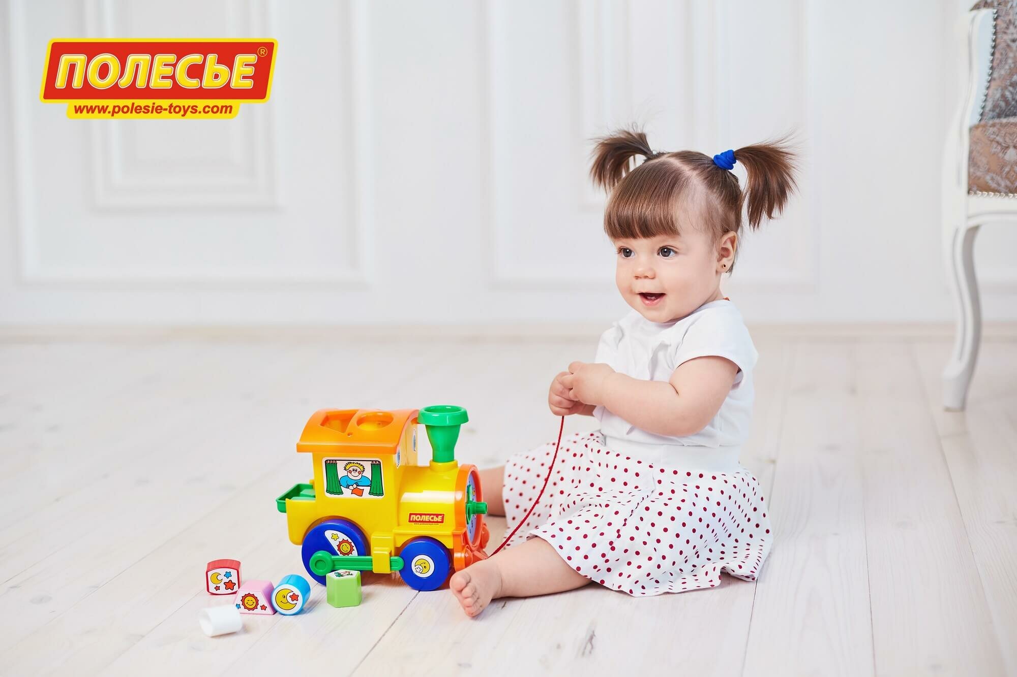 Занимательный паровоз, сортер-каталка, мультиколор (в сеточке) .