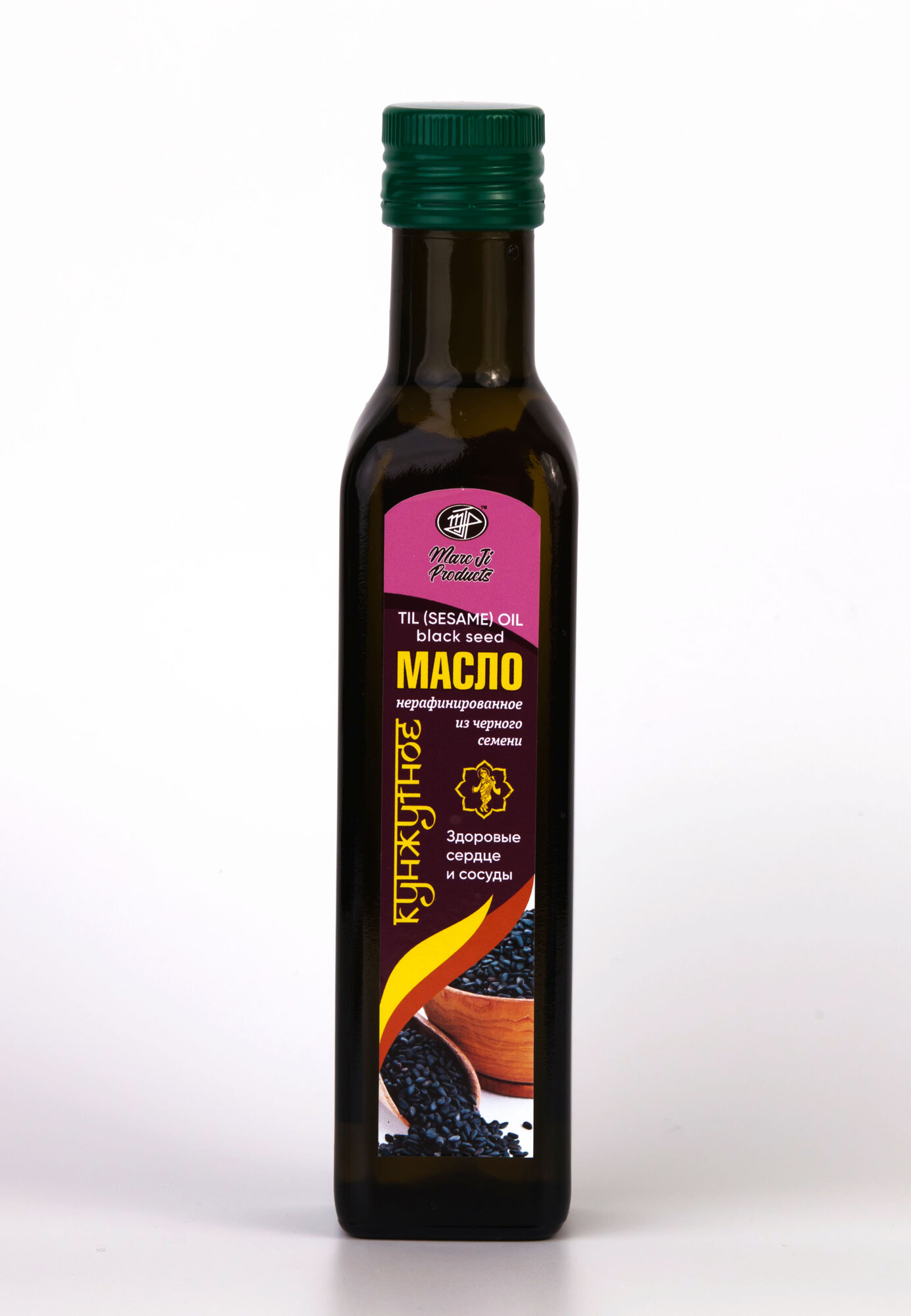 Кунжутное пищевое нерафинированное масло из черного семени / Til (Sesame) Oil black seed / 250 мл / стекло / Marc Ji Products®