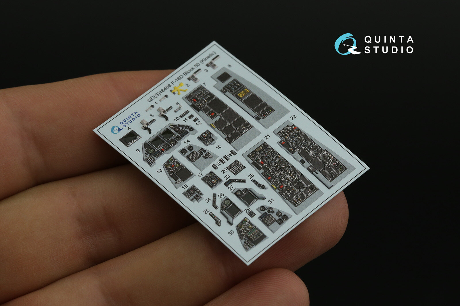 QDS-48408 3D Декаль интерьера кабины F-16D block 50 (Kinetic 2022 tool) (Малая версия)