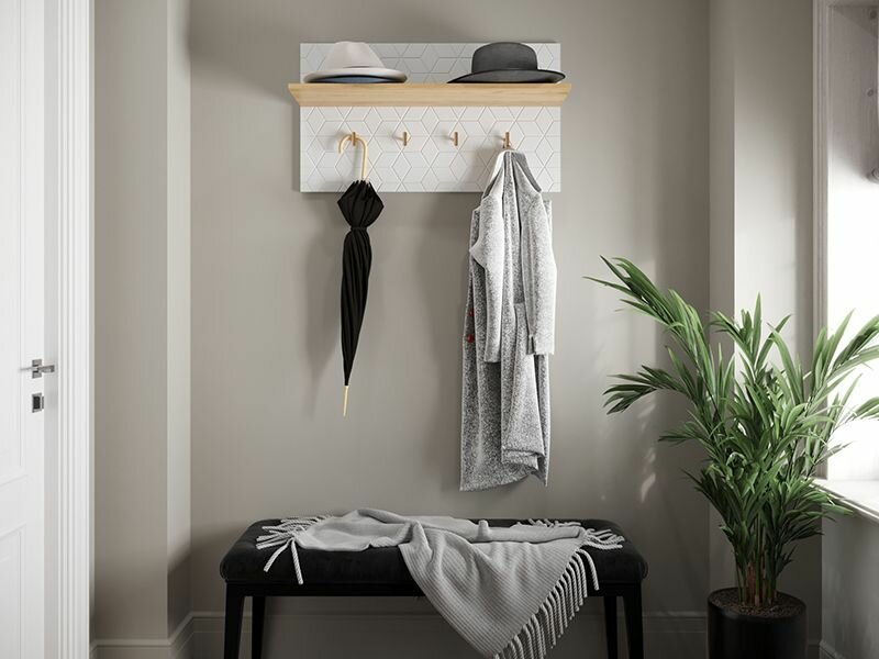 Вешалка в коридор "Монс" 84х48х25 Дуб крафт золотой / Лотос